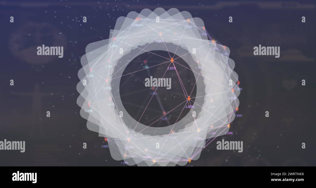 Image of mathematical equations over globe and network of lens Stock ...