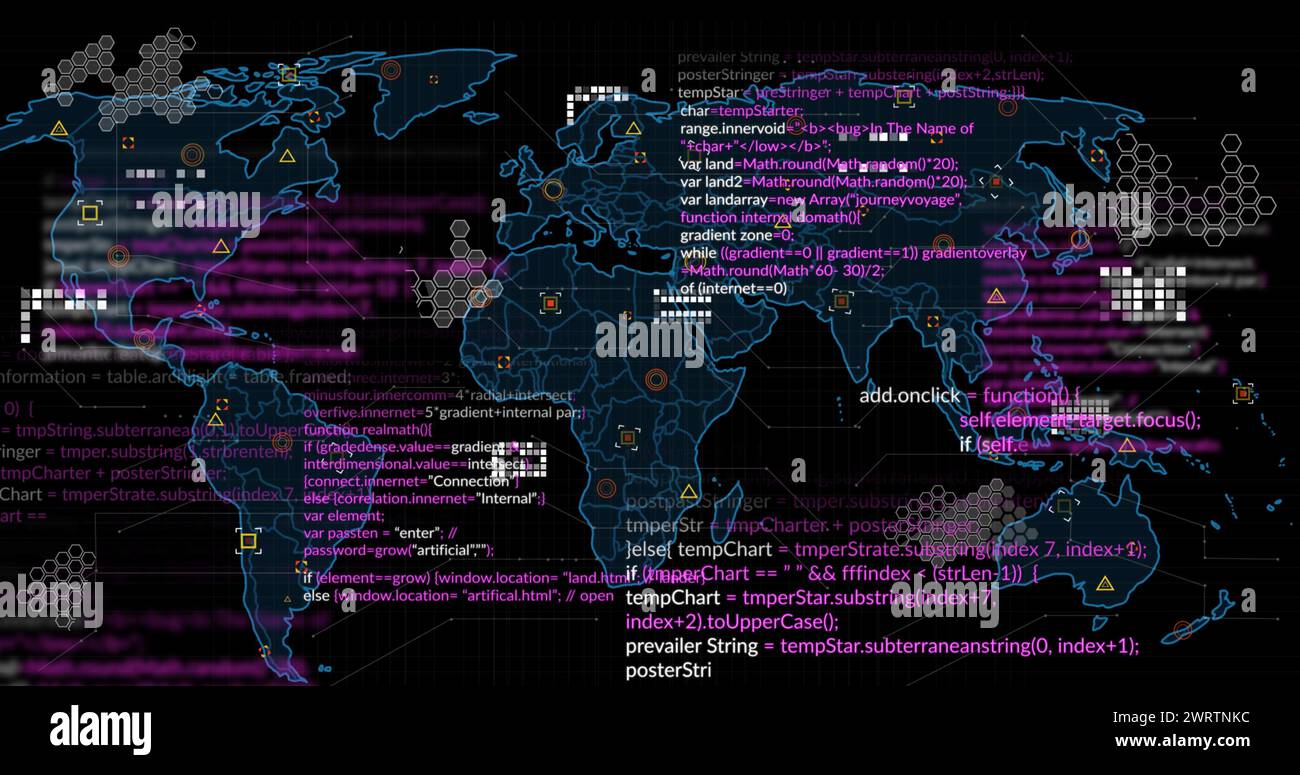Image of markers and data processing over world map Stock Photo - Alamy
