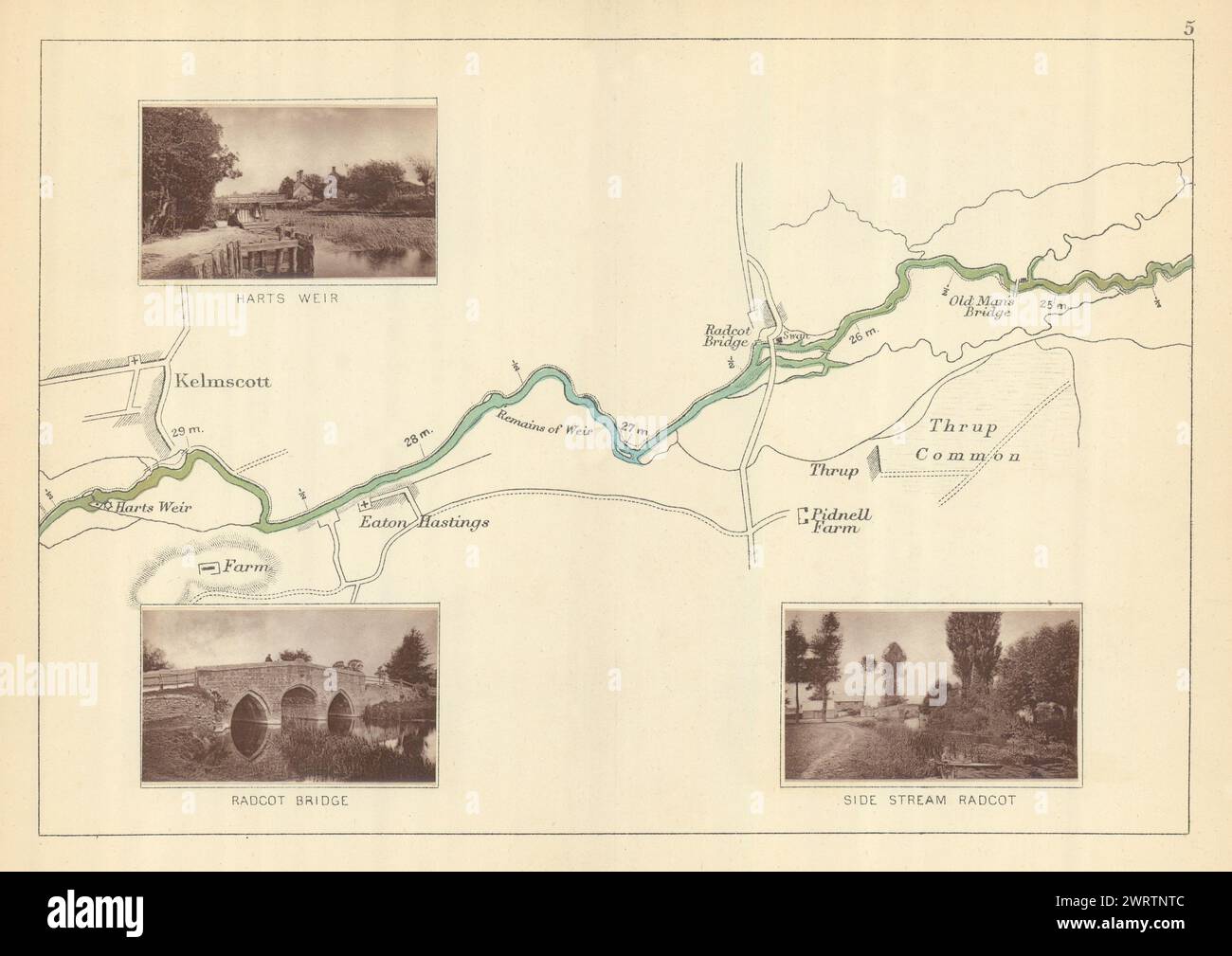 RIVER THAMES - Kelmscott - Radcot - Thrup. Harts Weir. TAUNT 1879 old ...