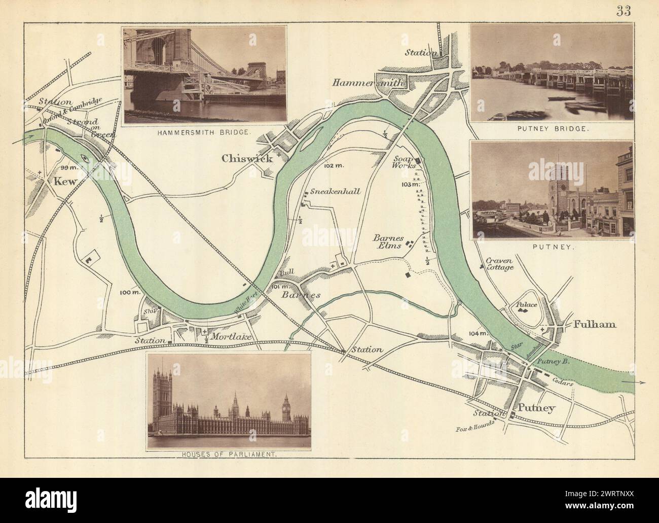 RIVER THAMES Kew Barnes Chiswick Hammersmith Fulham Putney. TAUNT 1879 ...