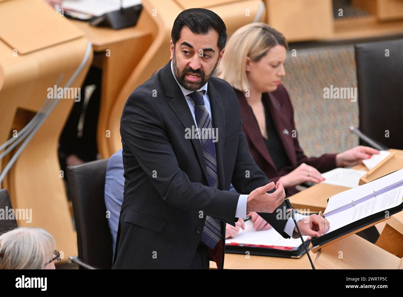 Edinburgh Scotland, UK 14 March 2024. First Minister Humza Yousaf MSP ...