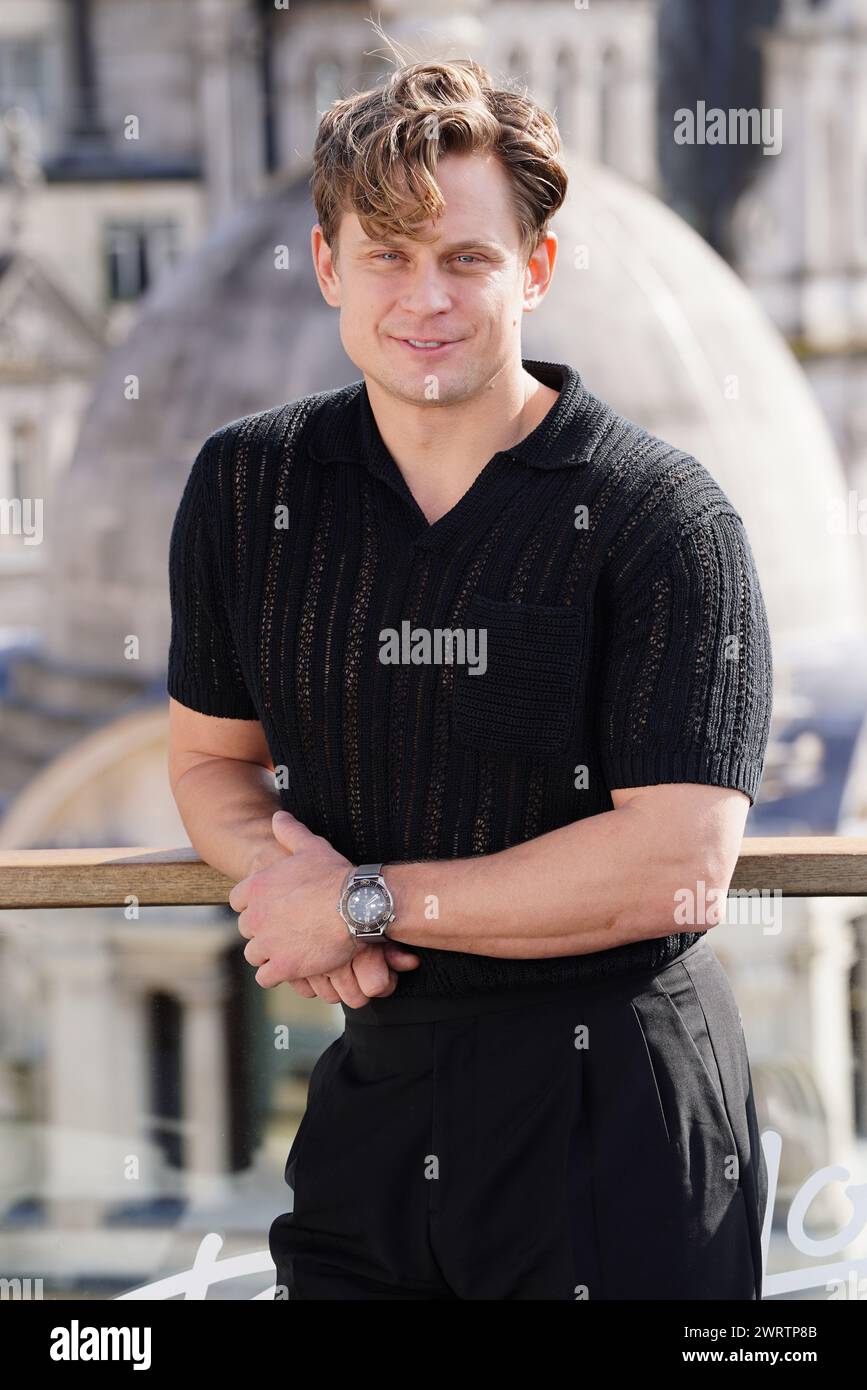 Billy Magnussen attends a photocall for Road House, at the Corinthia ...