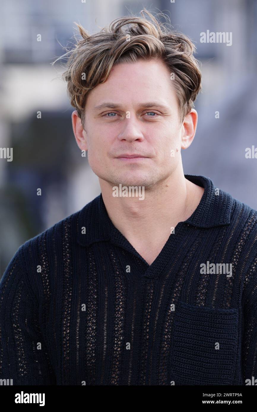 Billy Magnussen attends a photocall for Road House, at the Corinthia ...