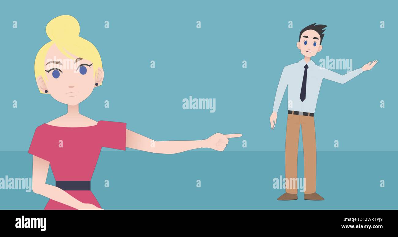 Image of caucasian businesswoman and businessmen making presentation ...