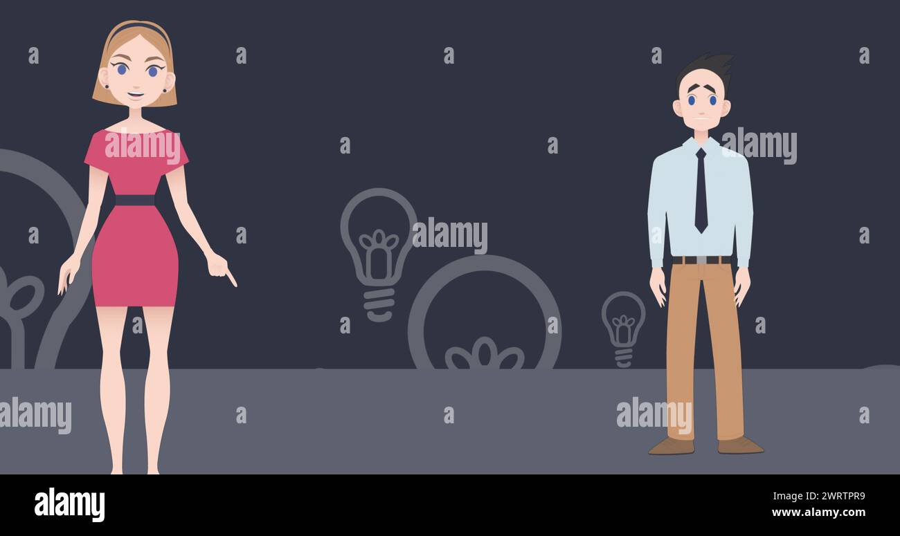 Image of caucasian businesswoman and businessmen making presentation ...