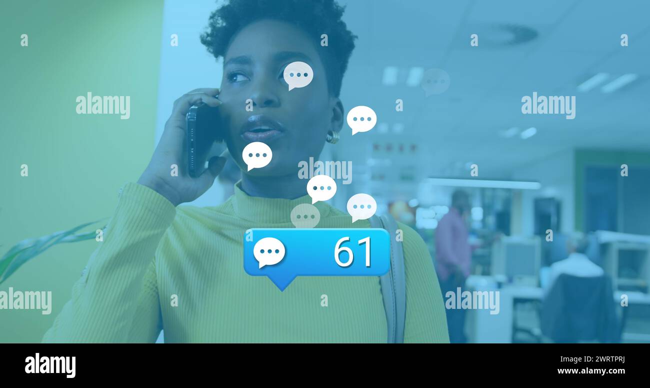 Image of social media reactions over african american woman in office ...