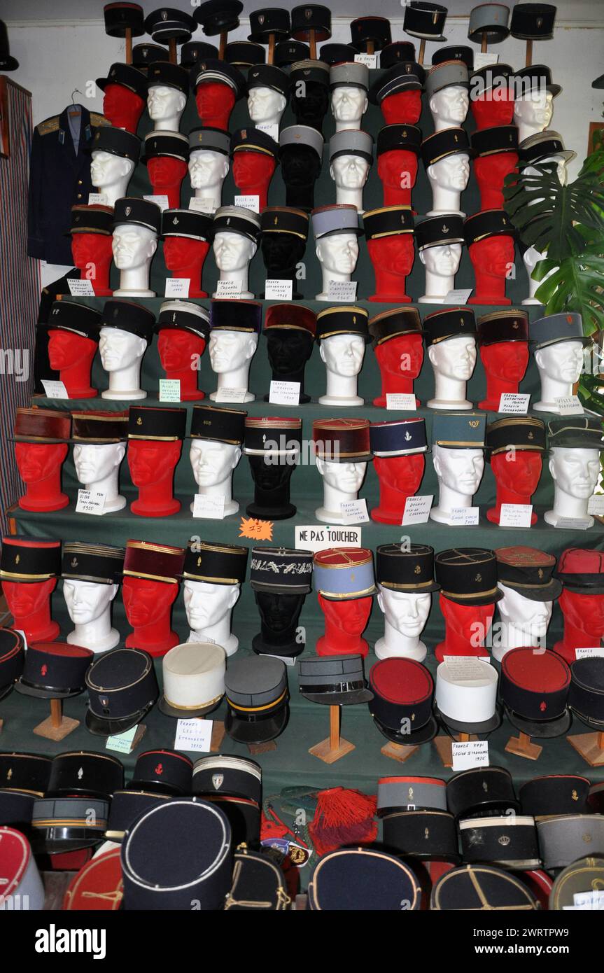 Police hats in a hat museum in France Stock Photo - Alamy