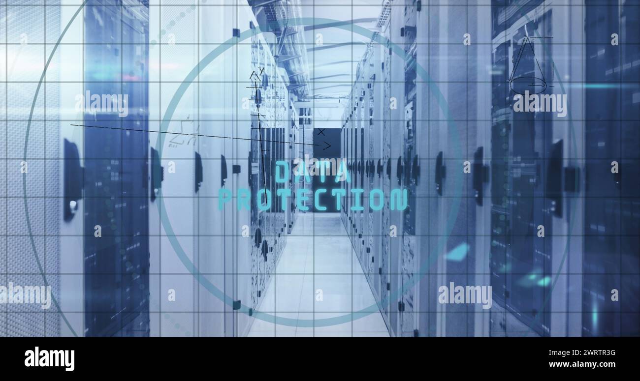 Image of mathematical equations, scope and data processing over ...