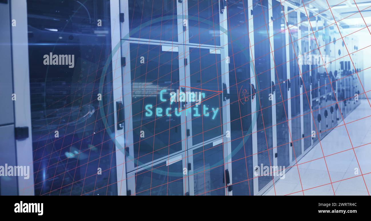 Image of scope with eye and data processing over computer servers ...