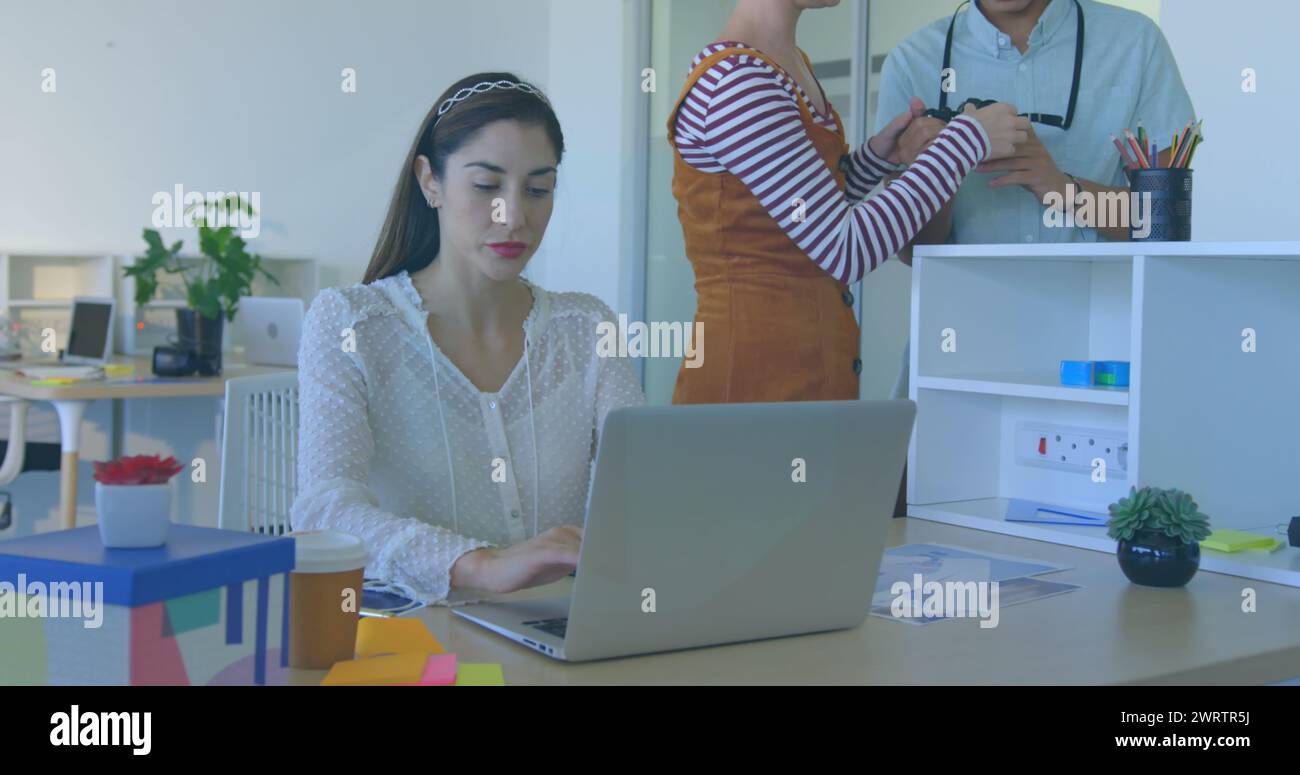 Image of scope scanning over diverse business people Stock Photo - Alamy
