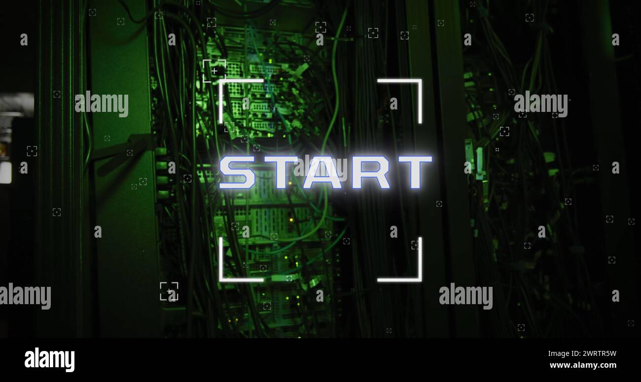 Image of start text and data processing over computer servers Stock ...