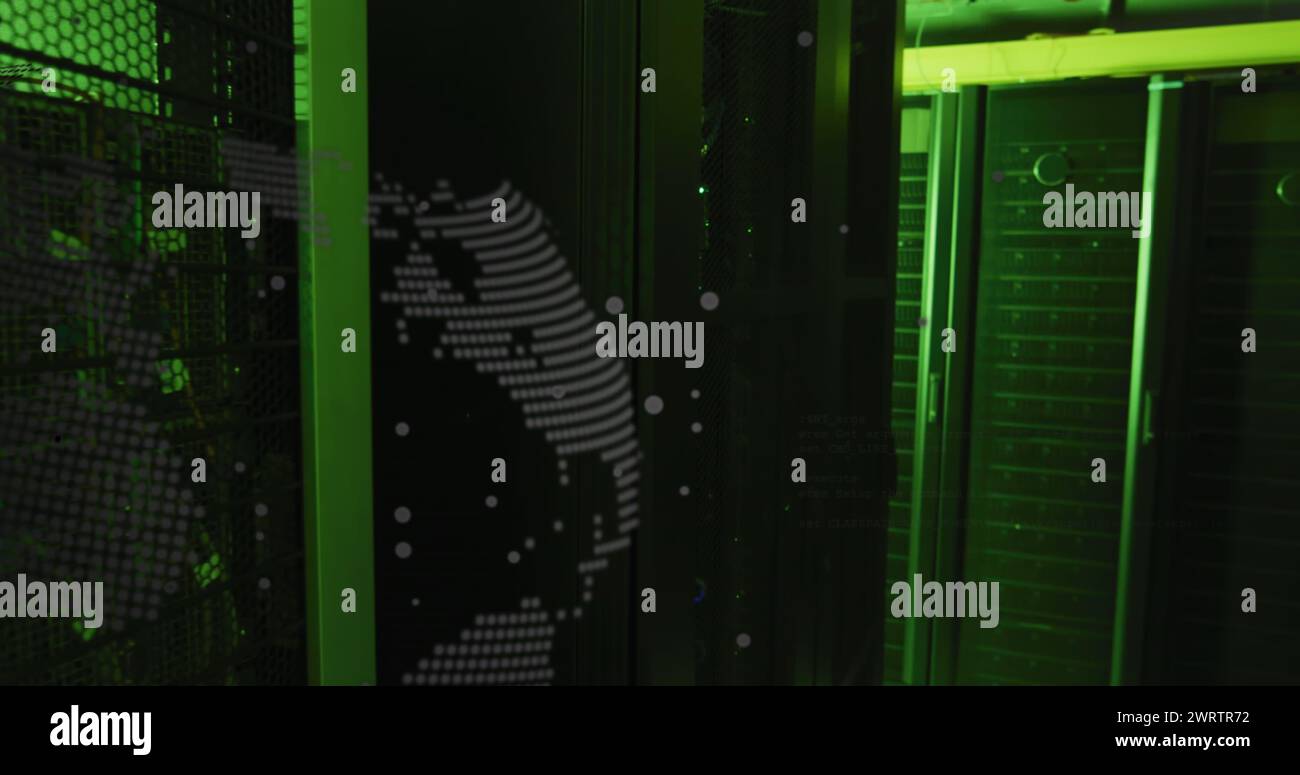 Image of globe and data processing over computer servers Stock Photo ...
