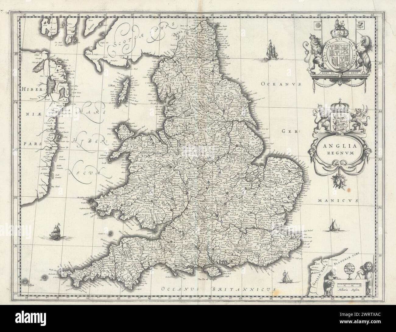 17th century map of england hi-res stock photography and images - Alamy