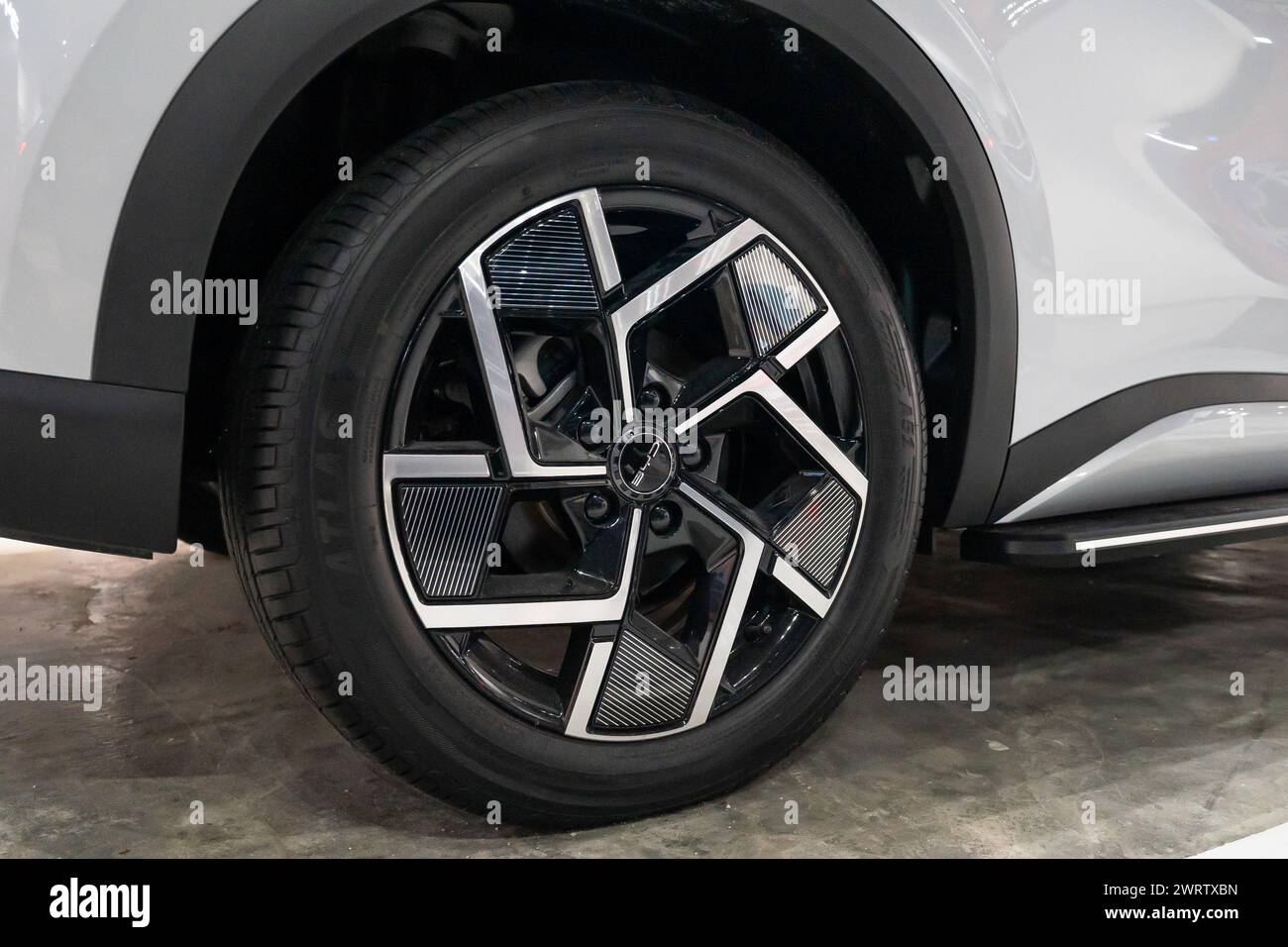 Kuala Lumpur, Malaysia - March 11,2024 : Close-up view of the wheel of ...