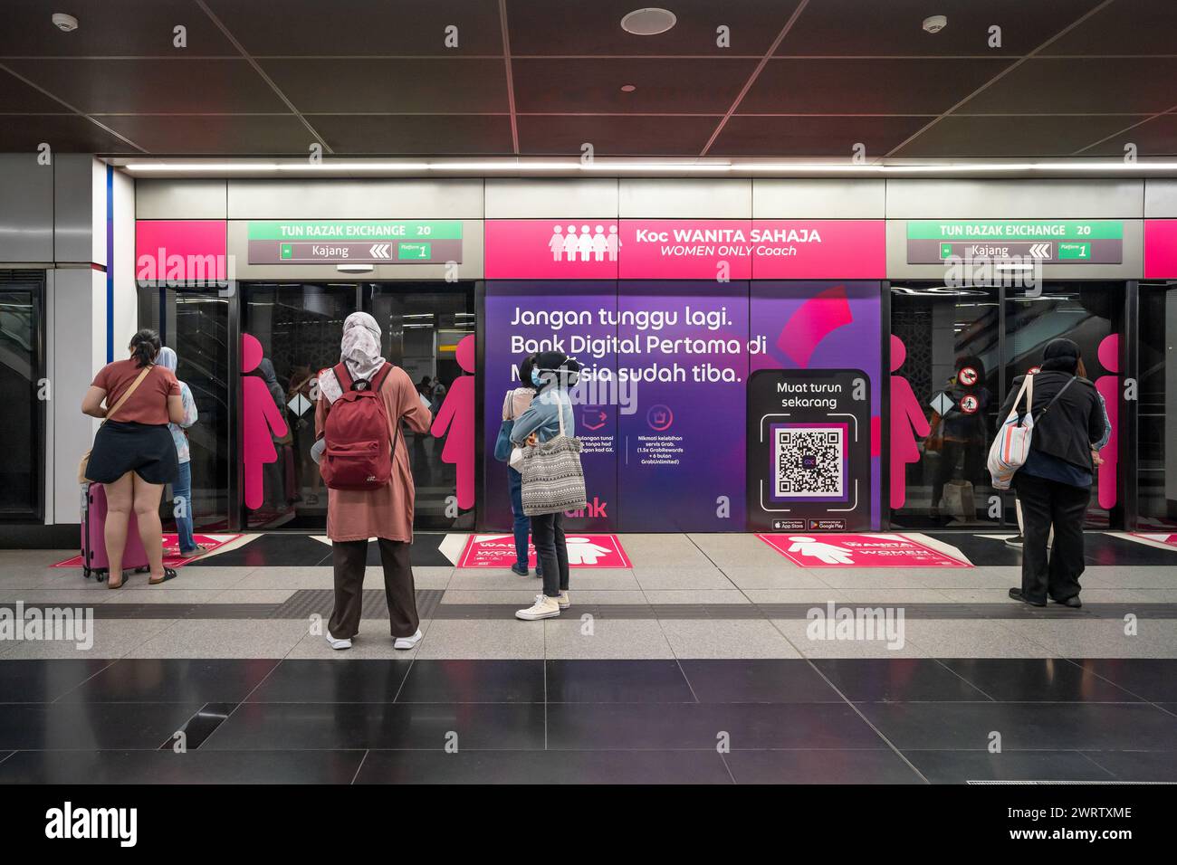 Kuala Lumpur, March 8,2024 : Women only coach on the Kajang Line Mass ...