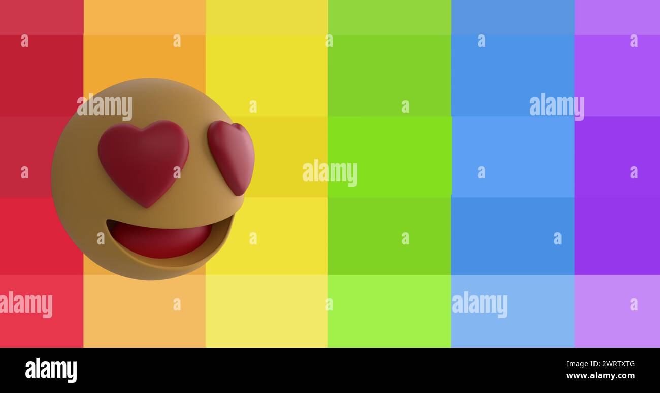 Image of emoji icon moving on rainbow background Stock Photo - Alamy