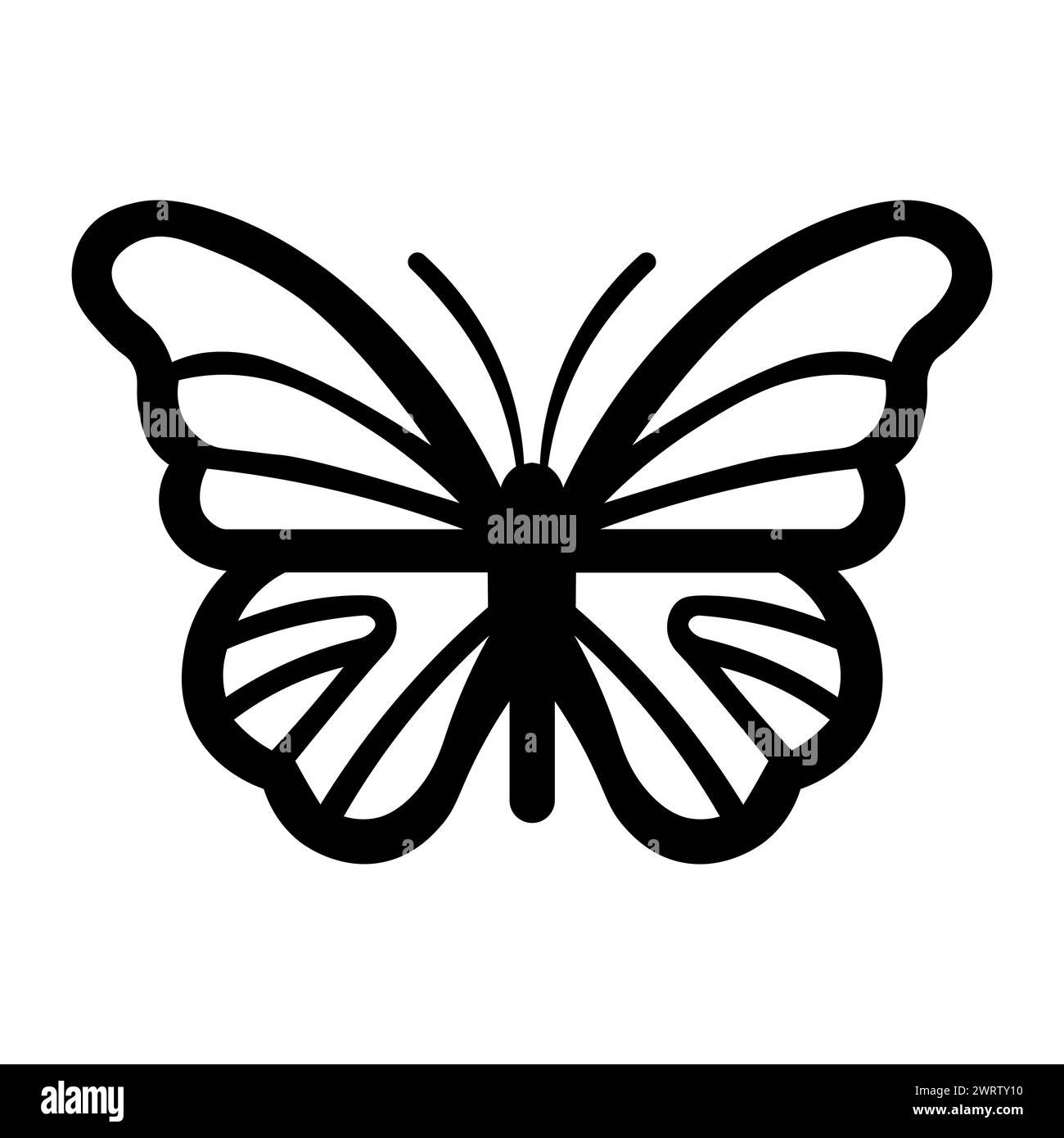black vector butterfly icon on white background Stock Vector Image ...