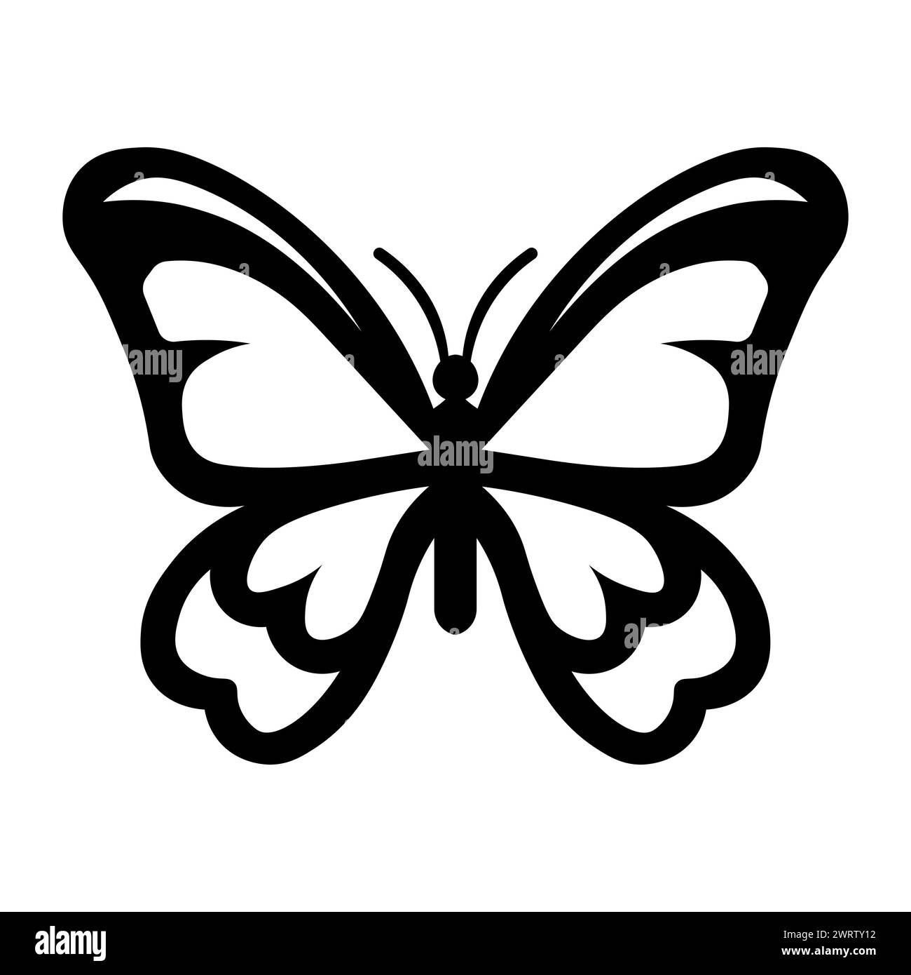 black vector butterfly icon on white background Stock Vector Image ...