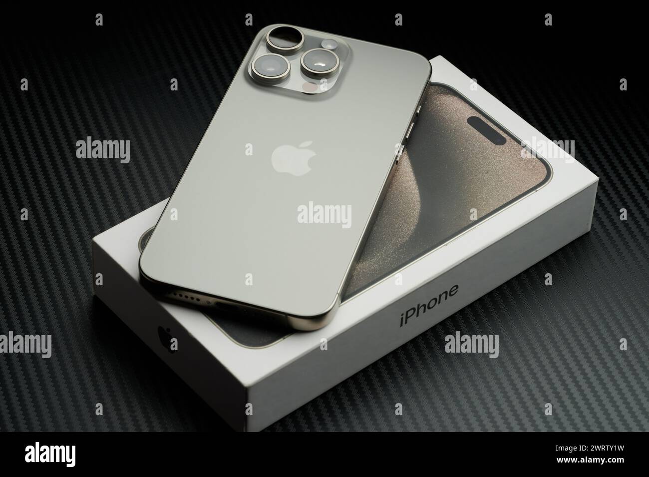 New York, USA - January 23, 2024: New Apple Iphone 15 pro max ...