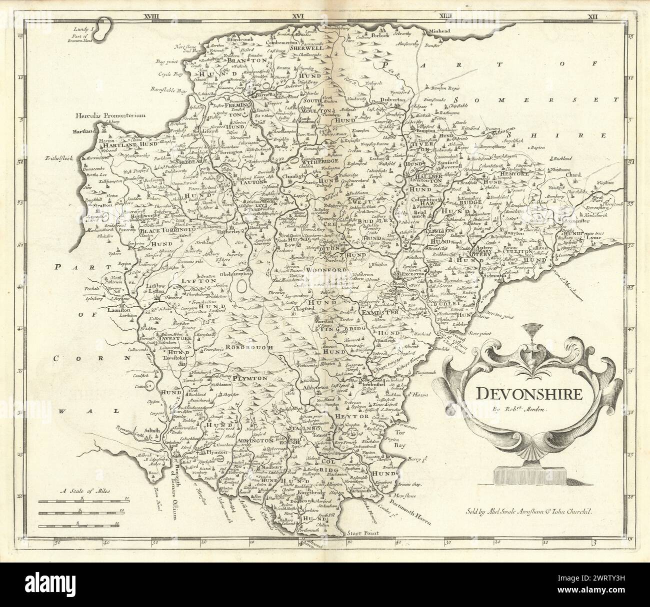 Devon. 'DEVONSHIRE' by ROBERT MORDEN from Camden's Britannia 1722 old ...
