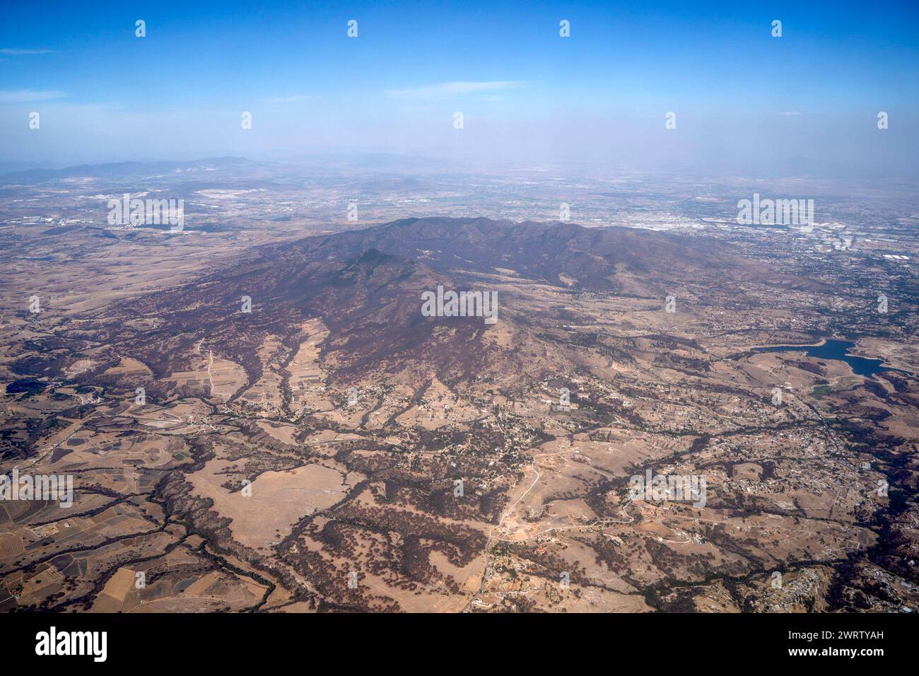The lerma lake mexico aerial view panorama from airplane Stock Photo ...