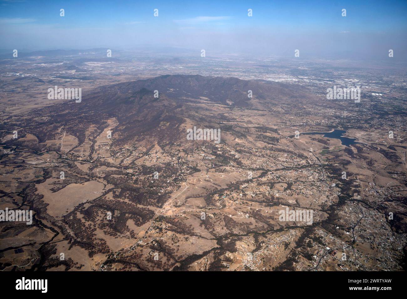 The lerma lake mexico aerial view panorama from airplane Stock Photo ...