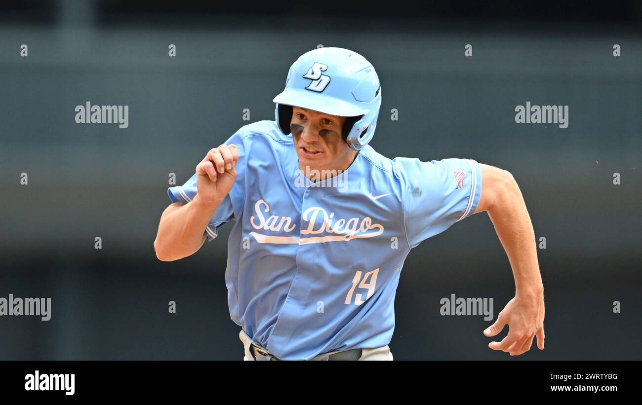 San Diego's Jack Gurevitch (19) during an NCAA baseball game on Sunday ...