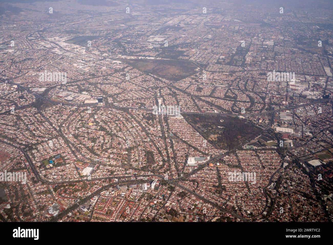 mexico city aerial view landscape from airplane aircraft panorama Stock ...