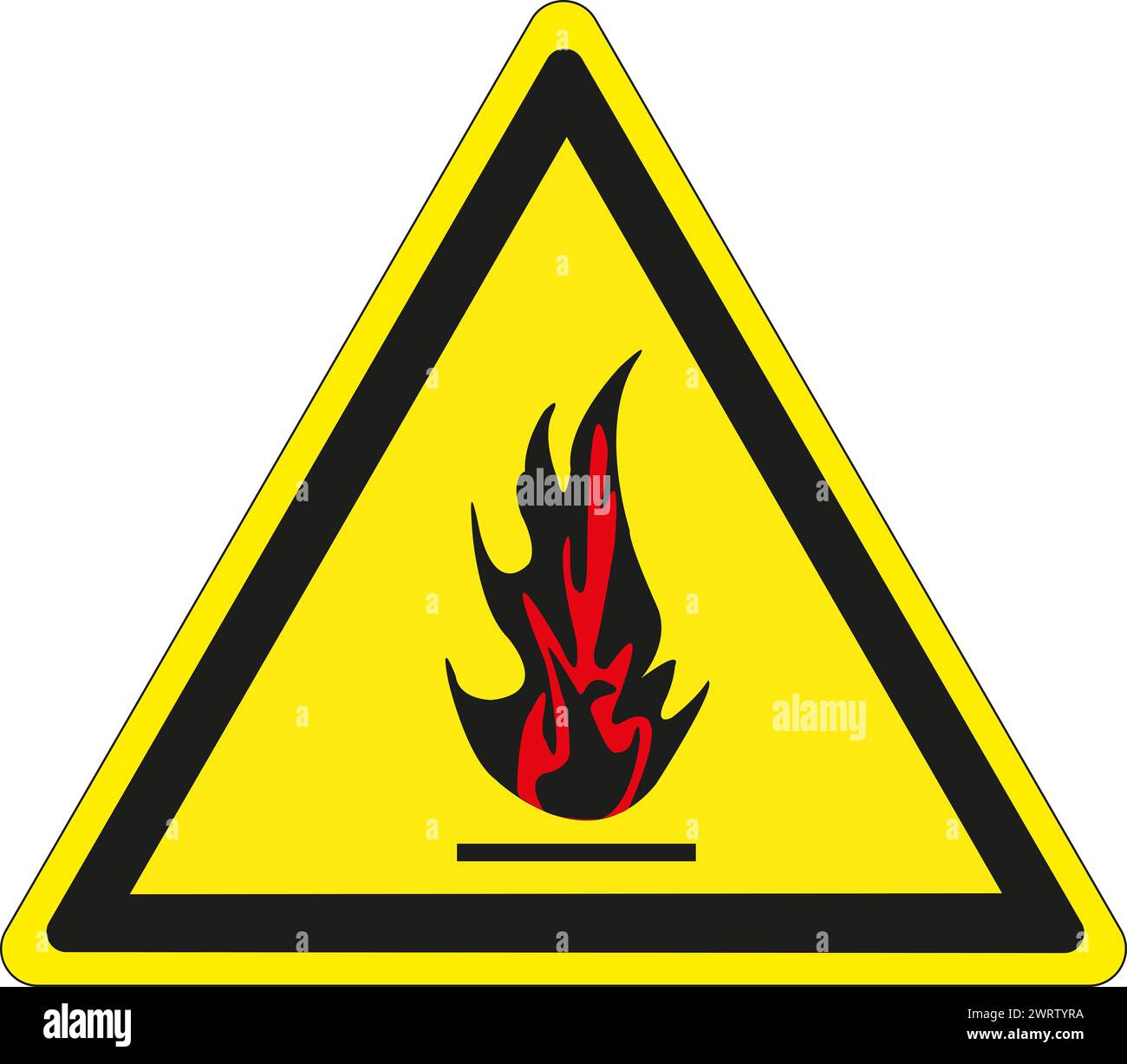 Triangular sign with yellow background and black surround: Danger of ...