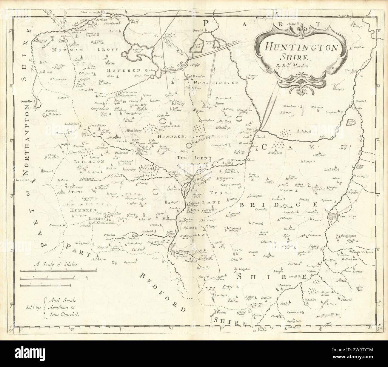 'HUNTINGTON SHIRE' Huntingdonshire by ROBERT MORDEN. Camden's Britannia ...