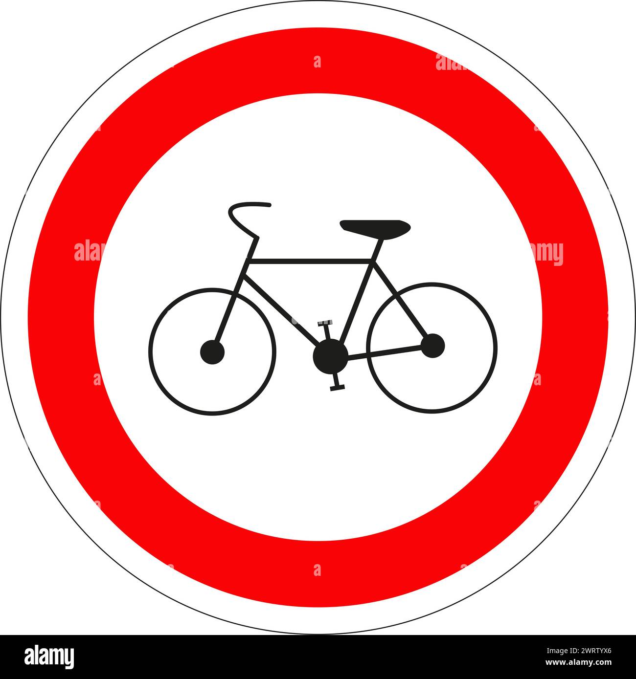 Round road sign with white background and red surround: No access for ...