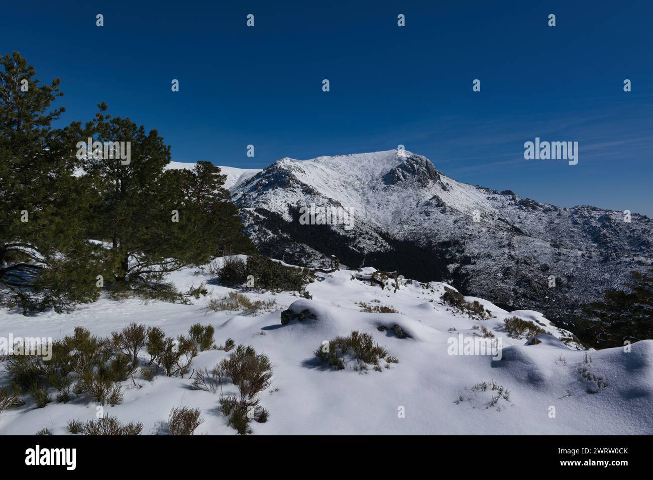 winter mountain landscape in the sierra de guadarrama mountains near ...