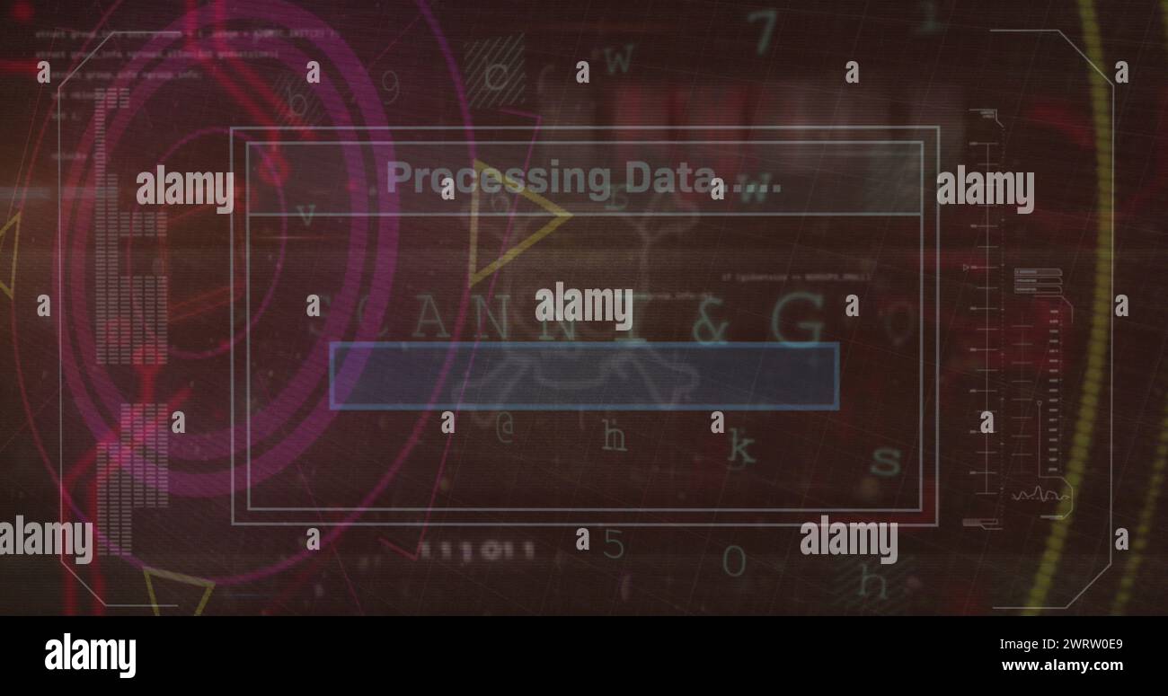 Image of data processing text over computer servver Stock Photo - Alamy