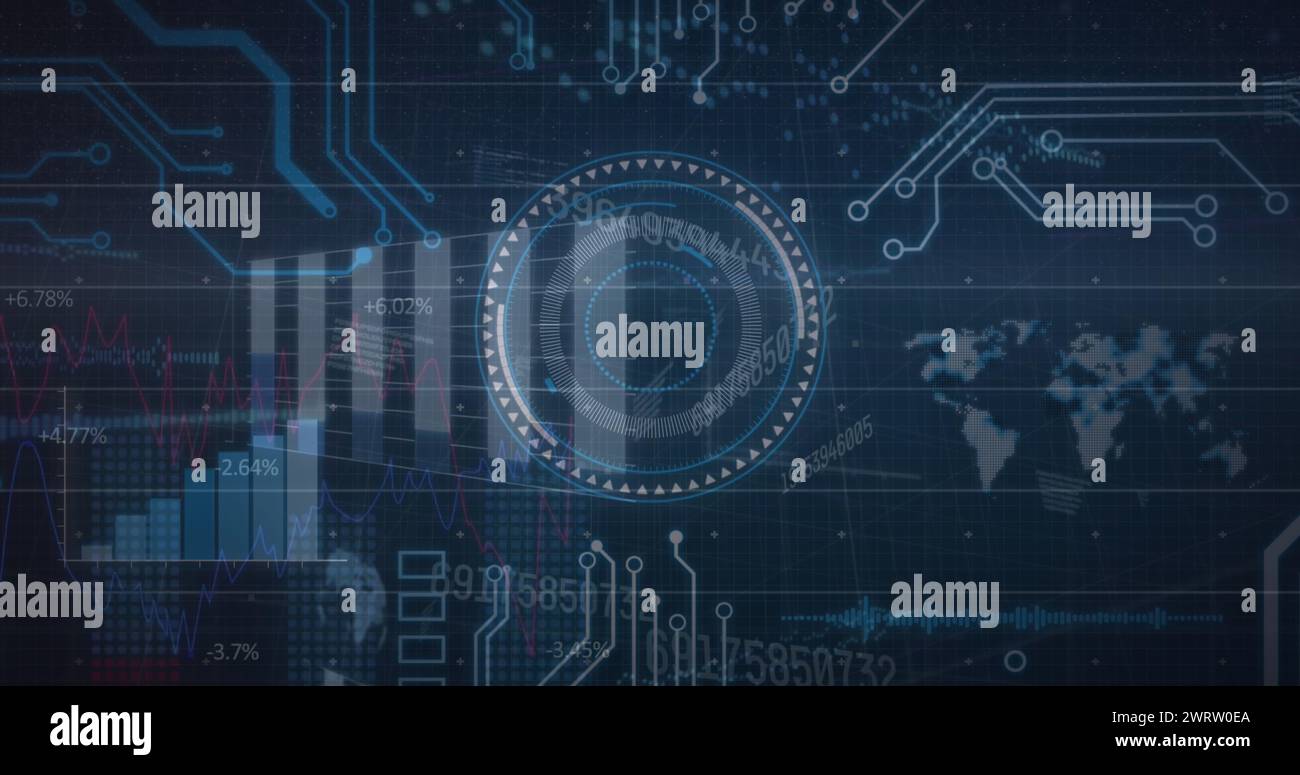 Image of scope, data processing over motherboard Stock Photo - Alamy