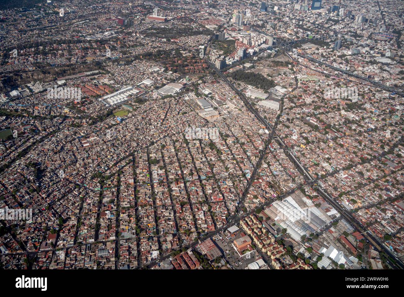 mexico city aerial view landscape from airplane aircraft panorama Stock ...