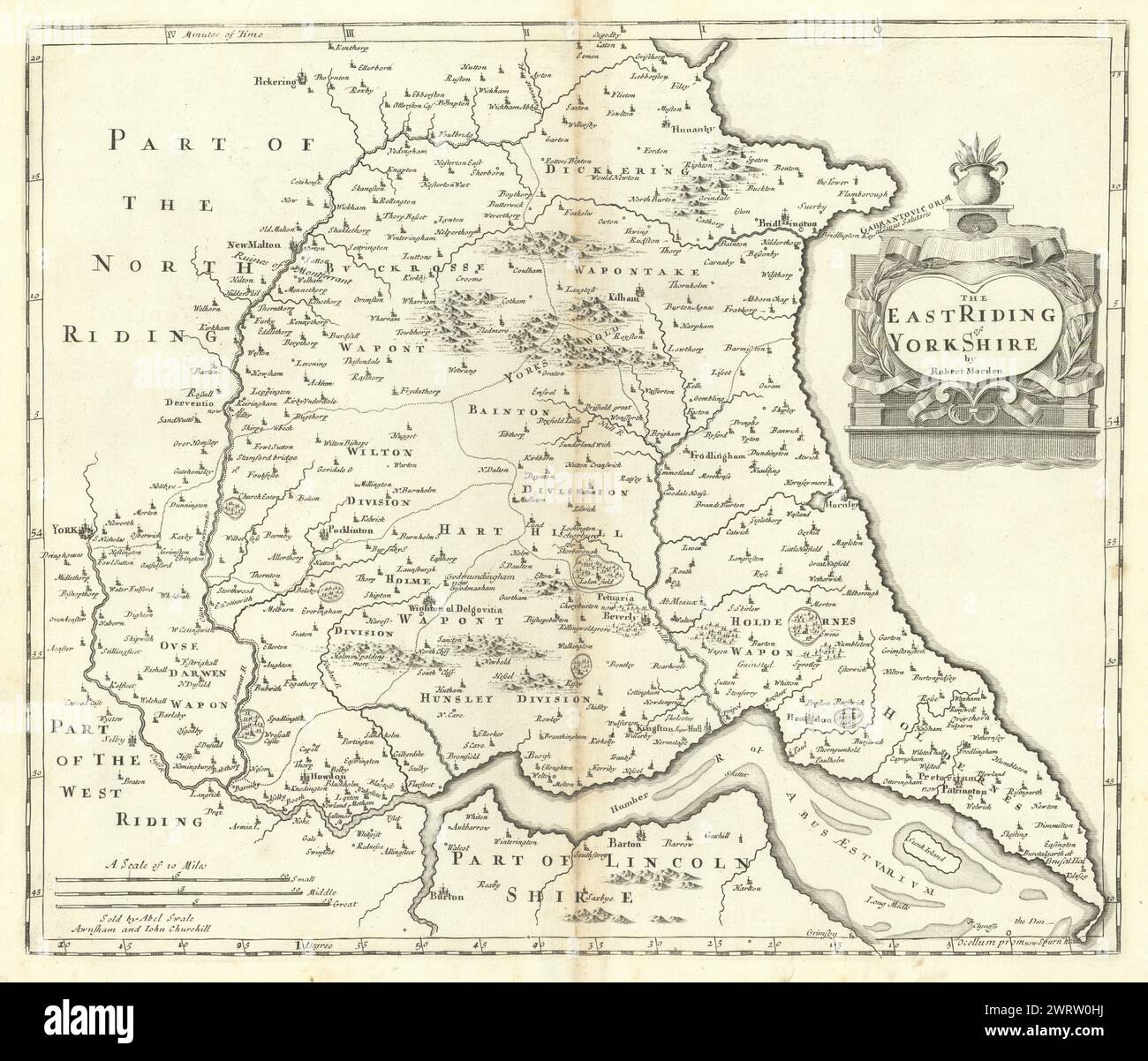 EAST RIDING OF YORKSHIRE by ROBERT MORDEN from Camden's Britannia 1722 ...