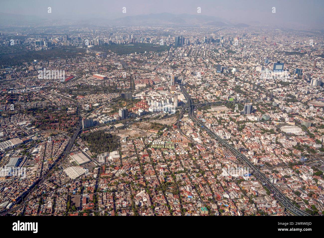 mexico city aerial view landscape from airplane aircraft panorama Stock ...