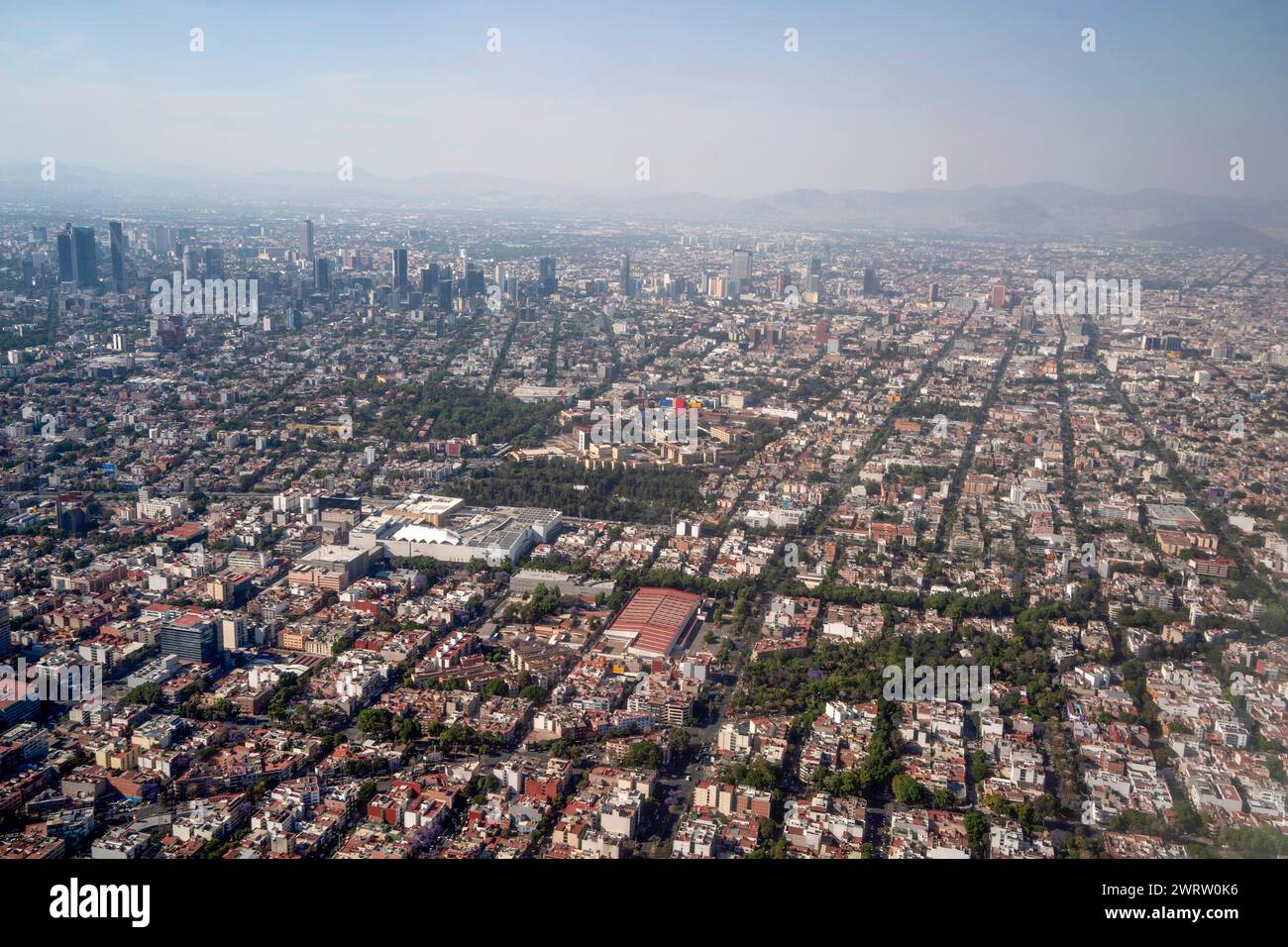 mexico city aerial view landscape from airplane aircraft panorama Stock ...