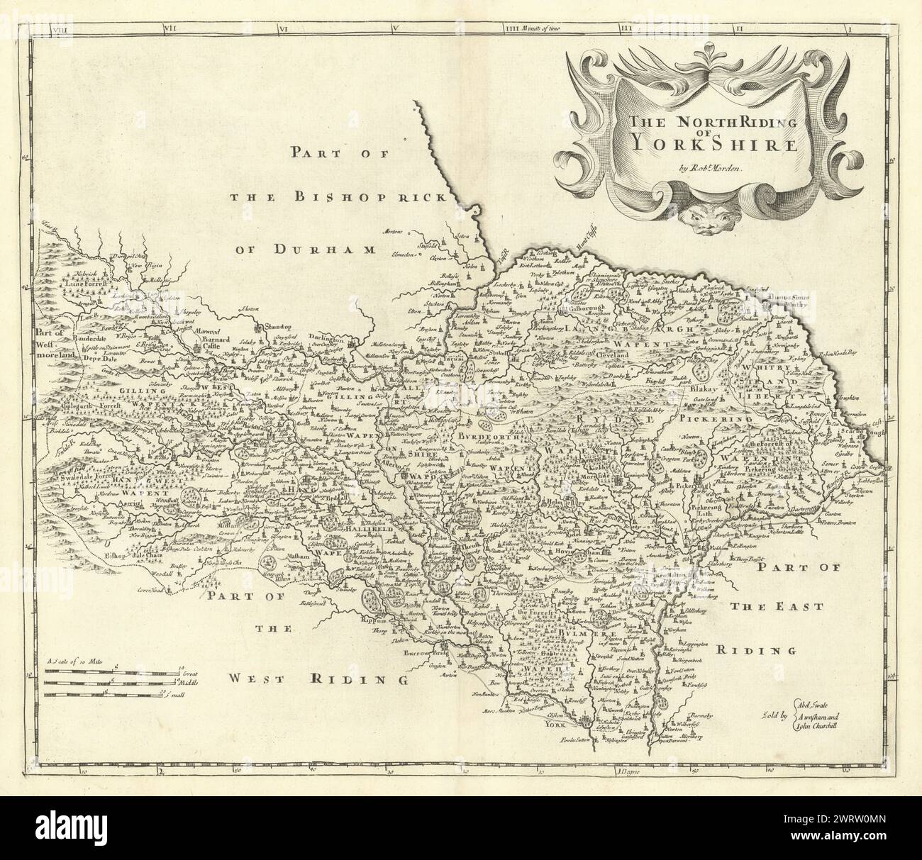 NORTH RIDING OF YORKSHIRE by ROBERT MORDEN from Camden's Britannia 1722 ...