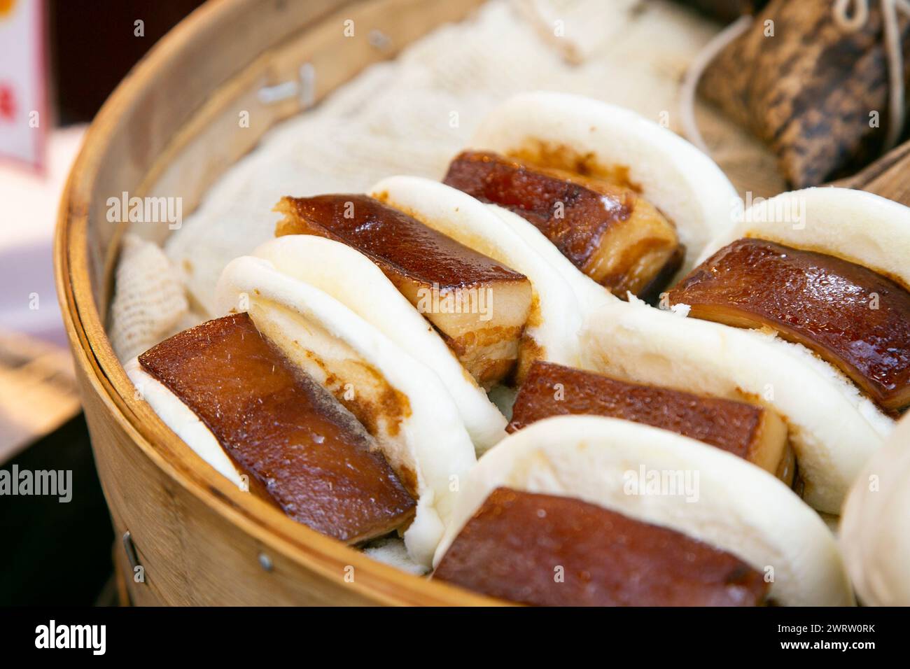 Chinese bao stuffed with roasted pork belly cooked in the Chinese ...