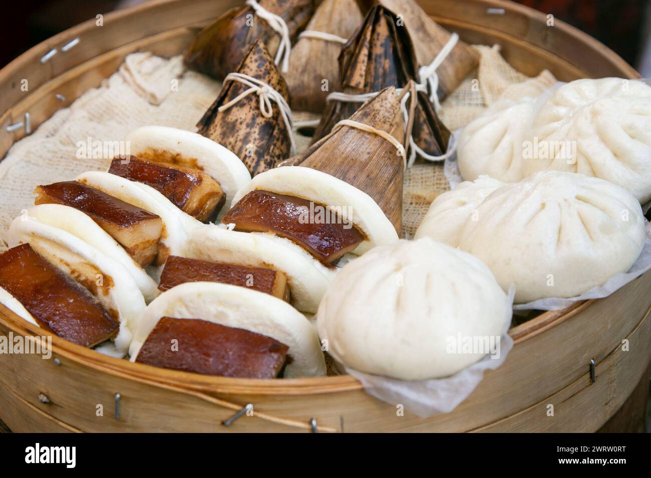 Chinese bao stuffed with roasted pork belly cooked in the Chinese ...