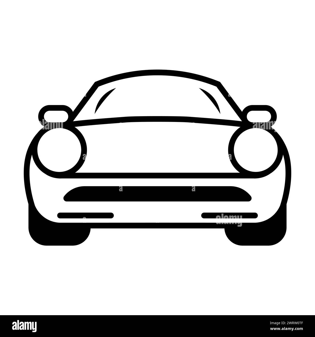 black vector car front icon on white background Stock Vector Image ...