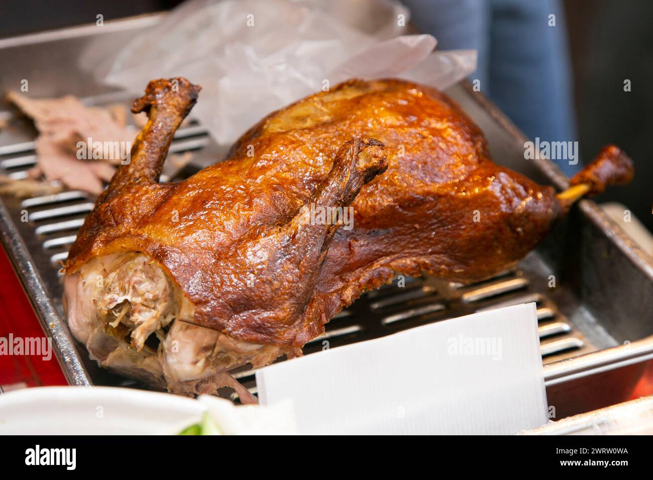 Crispy Peking duck cooked in the Chinese district of Nankinmachi in the ...