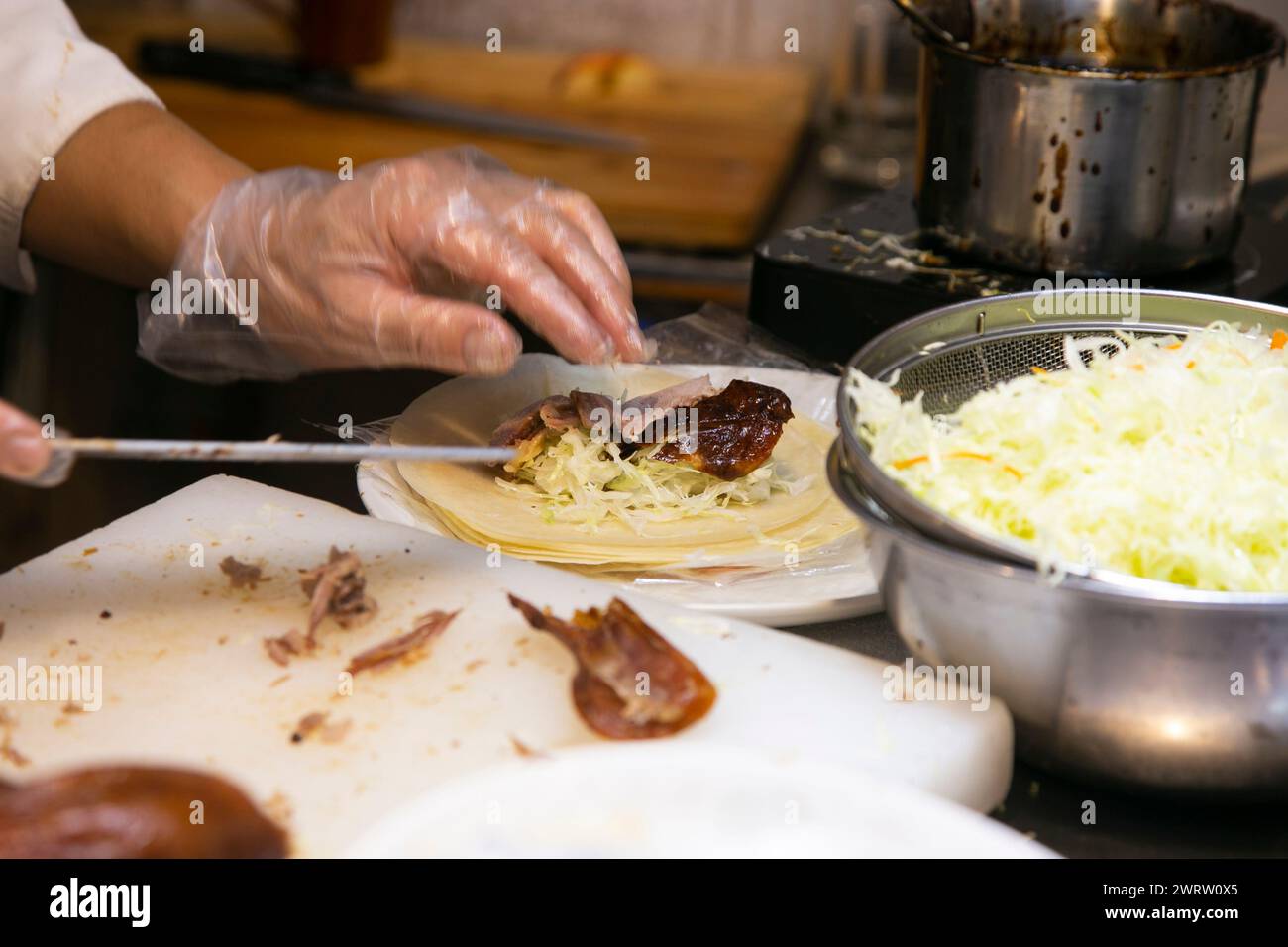 Crispy Peking duck cooked in the Chinese district of Nankinmachi in the ...