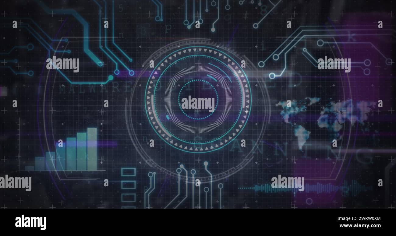 Image Of Scope Scanning And Data Processing Over Computer Circuit Board