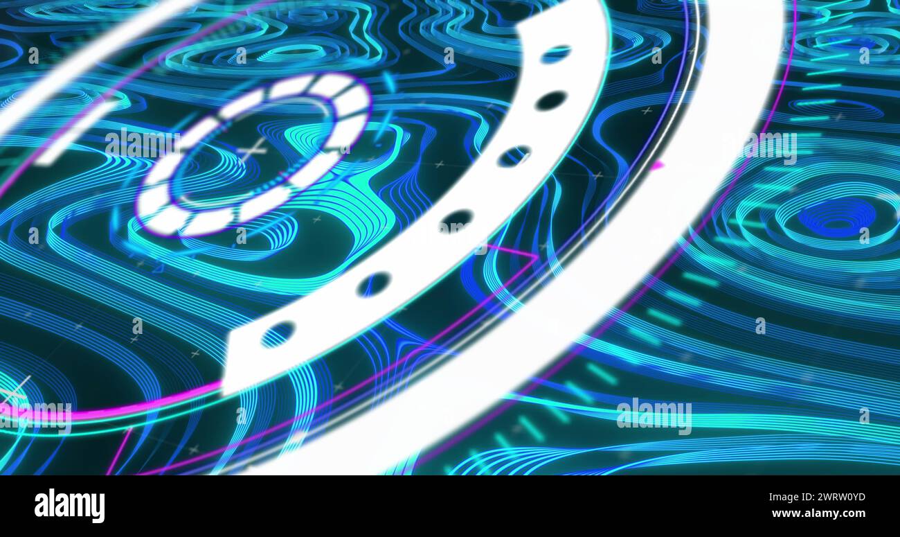 Image of scope scanning and data processing over green map lines Stock ...