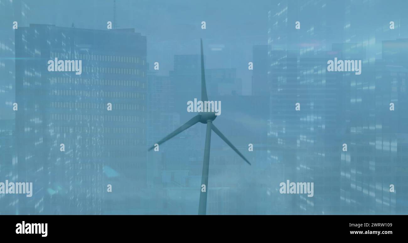 Image of trading board with graph over spinning windmill against ...