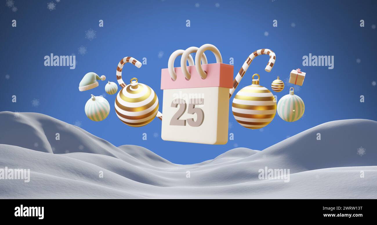 Image of calendar with 25 number date and christmas decorations Stock ...