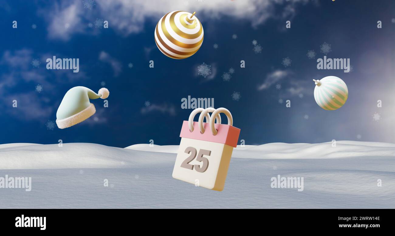 Image of calendar with 25 number date and christmas decorations Stock ...