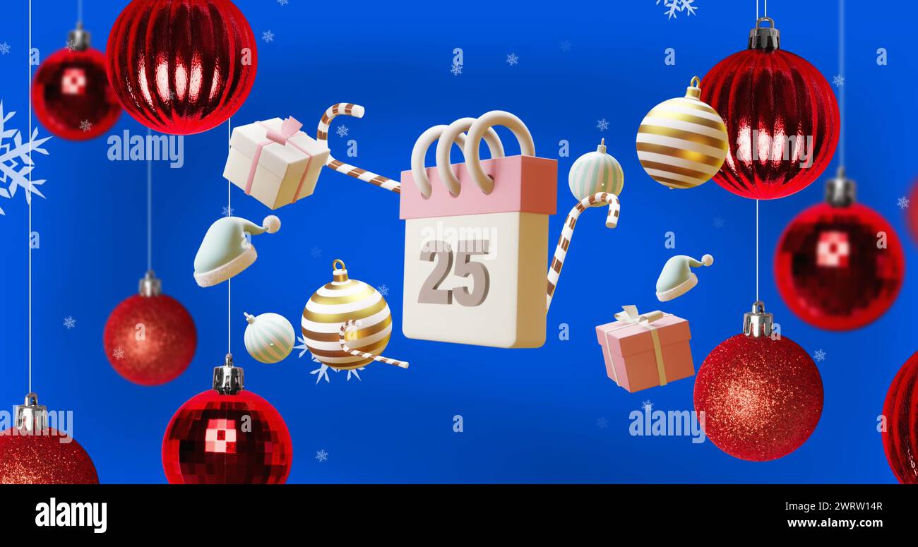 Image of calendar with 25 of december date and christmas decorations ...